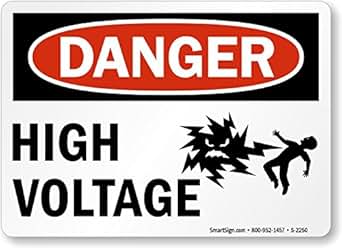 Danger: High Voltage (with Mr. Ouch graphic), High Intensity Reflective ...