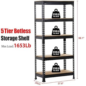 Topeakmart 5 Tier Storage Rack Heavy Duty Shelf Steel Shelving Unit ...