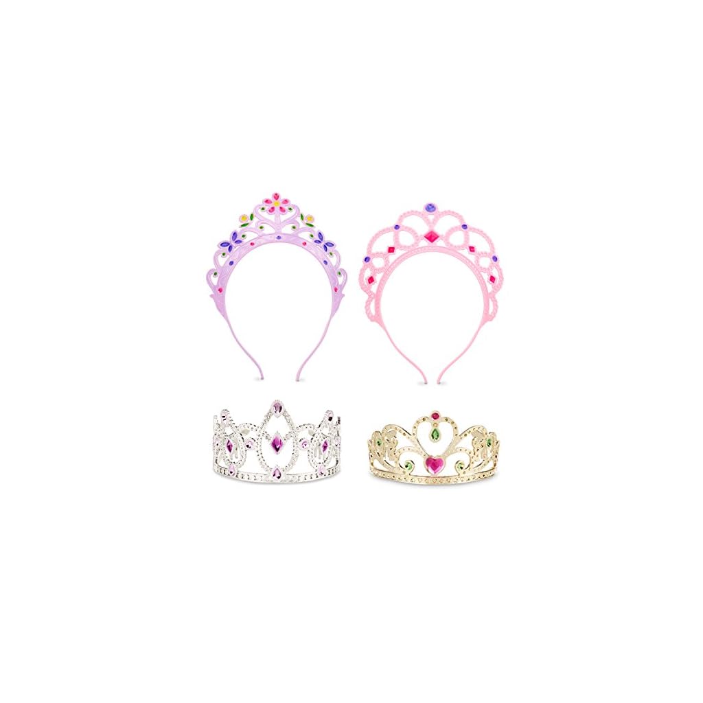 Melissa & Doug Dress-Up Tiaras for Costume Role Play (4 pcs),Pink ...