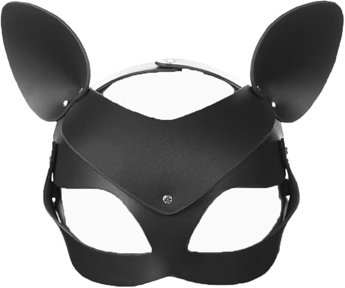 Halloween Cosplay Costume Headgear Black Leather Cat Ear Mask Headgear ...