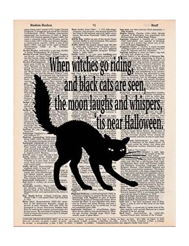 Amazon.com: Halloween Black Cat and Poem, Dictionary Page Art Print ...