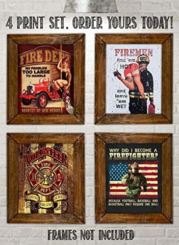 Amazon.com: Fire Department Vintage Signs- 4 Image Set- 8 x10"s Wall ...