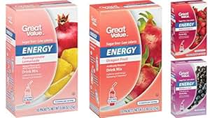 Amazon.com : Great Value Energy Drink Mix Variety Bundle, 0.88-1.13 oz ...