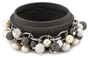 Amazon.com: Marv Graff "Grapevine" Hammered Bead Balls Mesh Brass Cuff ...