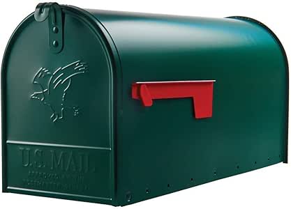 Amazon.com: Dark Green Mailbox Large Metal US Mail Box Rural Size ...