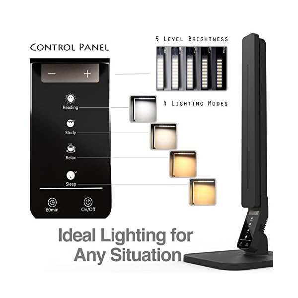 Lampat Dimmable LED Desk Lamp, 4 Lighting Modes (Reading/Studying ...
