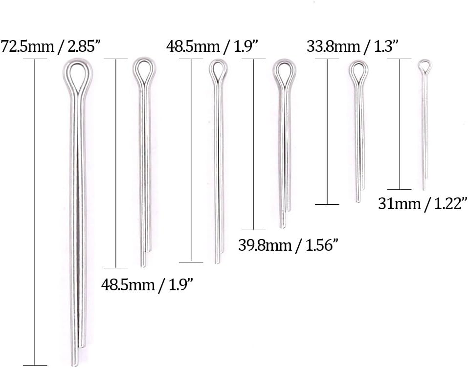 Glarks 90Pcs 304 Stainless Steel Cotter Pin Clip Key Fastner Fitting ...
