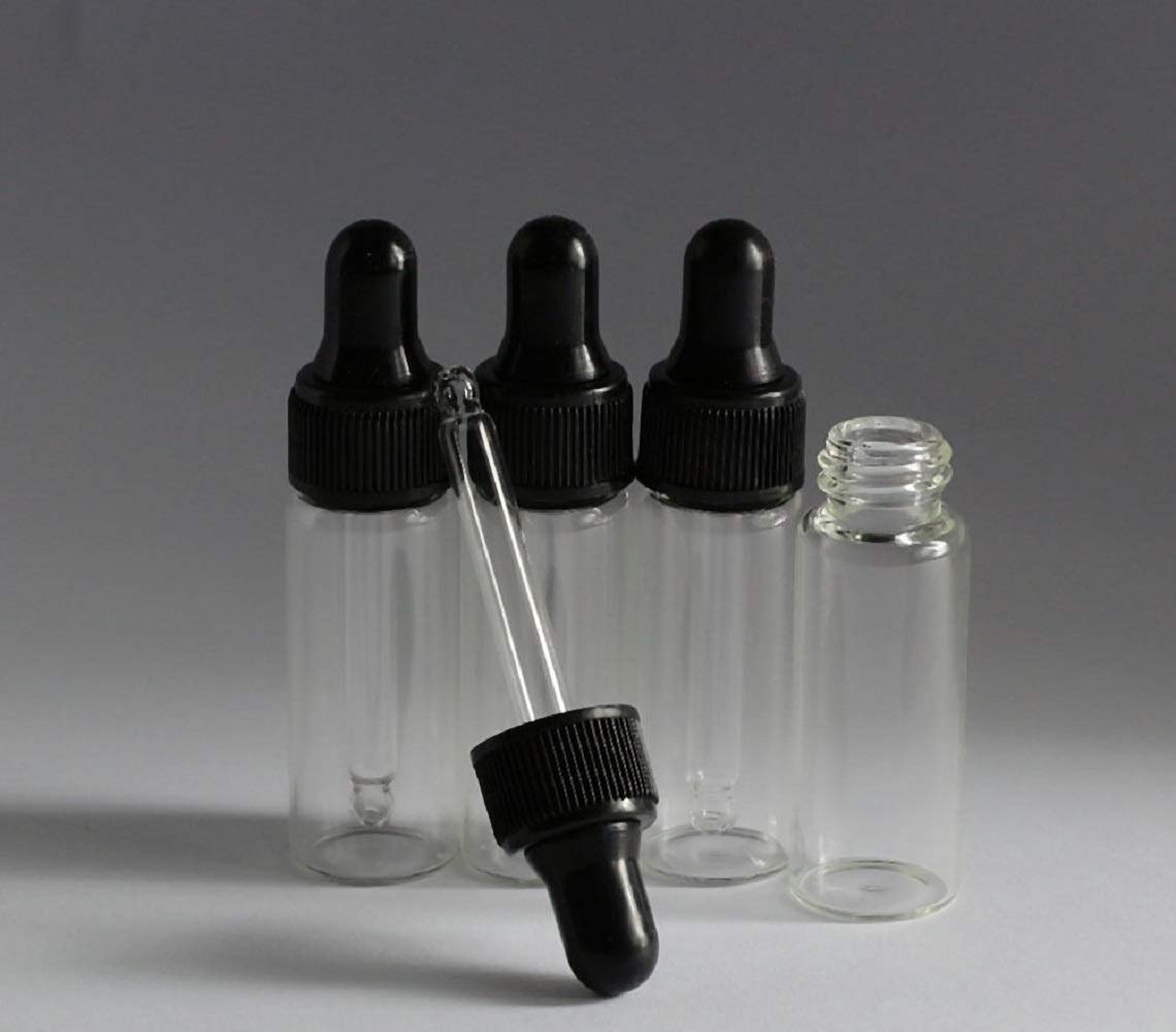 CMJ 2 x 5ml CLEAR Glass Bottles Ear Eye Drops Pipette Dropper ...
