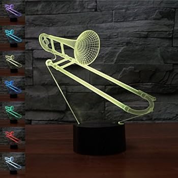 Amazon.com: 3D Saxphone Trombone Night Light Table Desk Optical ...