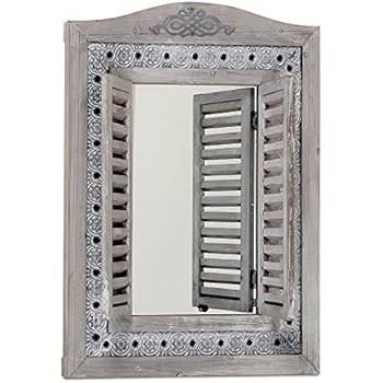 Amazon.com: Shuttered Mirror with Frame - Rustic Mirror with Wooden ...