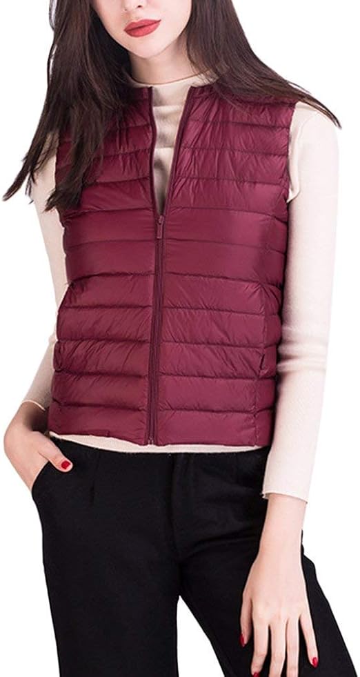 Laisla fashion Weste Damen Winter Leichte Daunenweste Ärmellos Rundhals ...