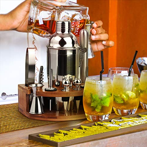 urbenfit Bartender Kit with Stylish Bamboo Stand, Professional ...
