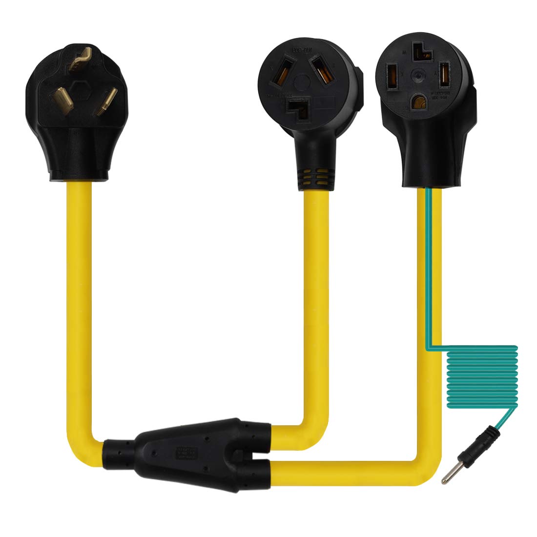 Nema 10-30P Dryer Splitter Adapter Cable, 2-in-1 Nema 10-30P 30-AMP Male Plug to 10-30R Female ...