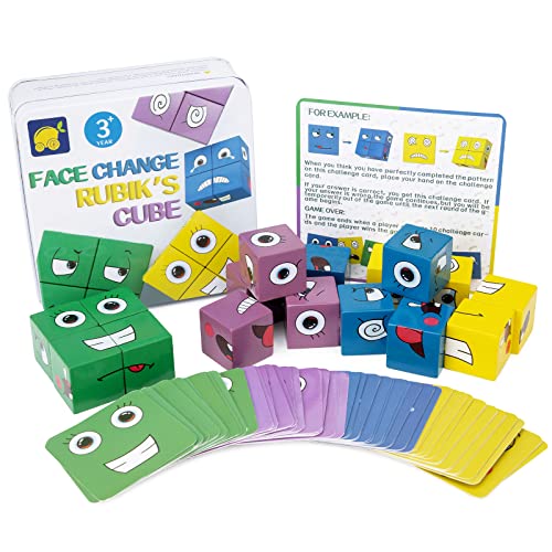 Wooden Face Changing Magic Cube Building Blocks Game Matching ...