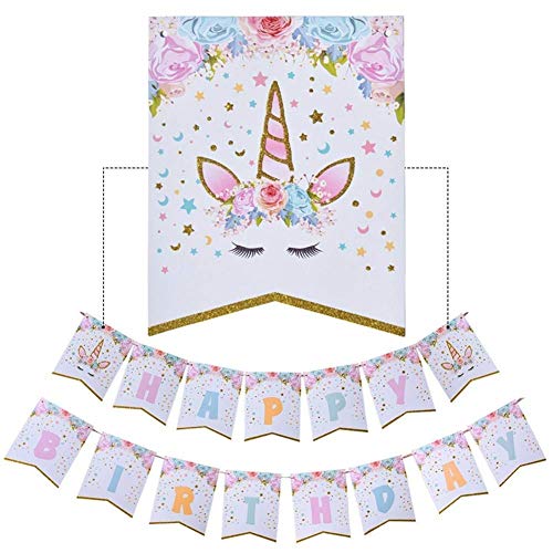 Birthday Unicorn Banner - Rainbow Unicorn Party Happy Birthday Banner ...