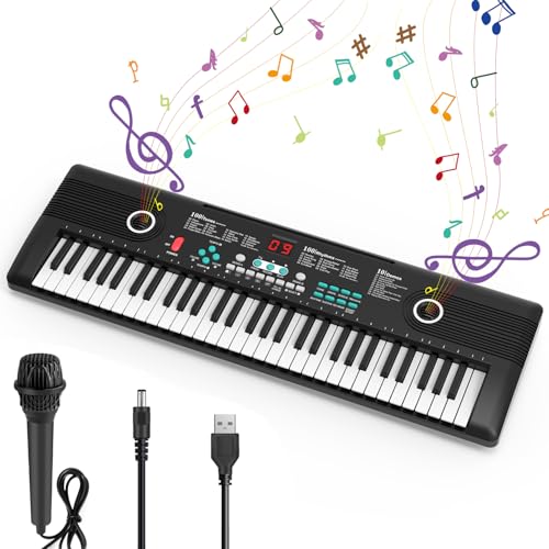 61 keys keyboard piano, Electronic Digital Piano with Built-In Speaker Microphone, Portable ...