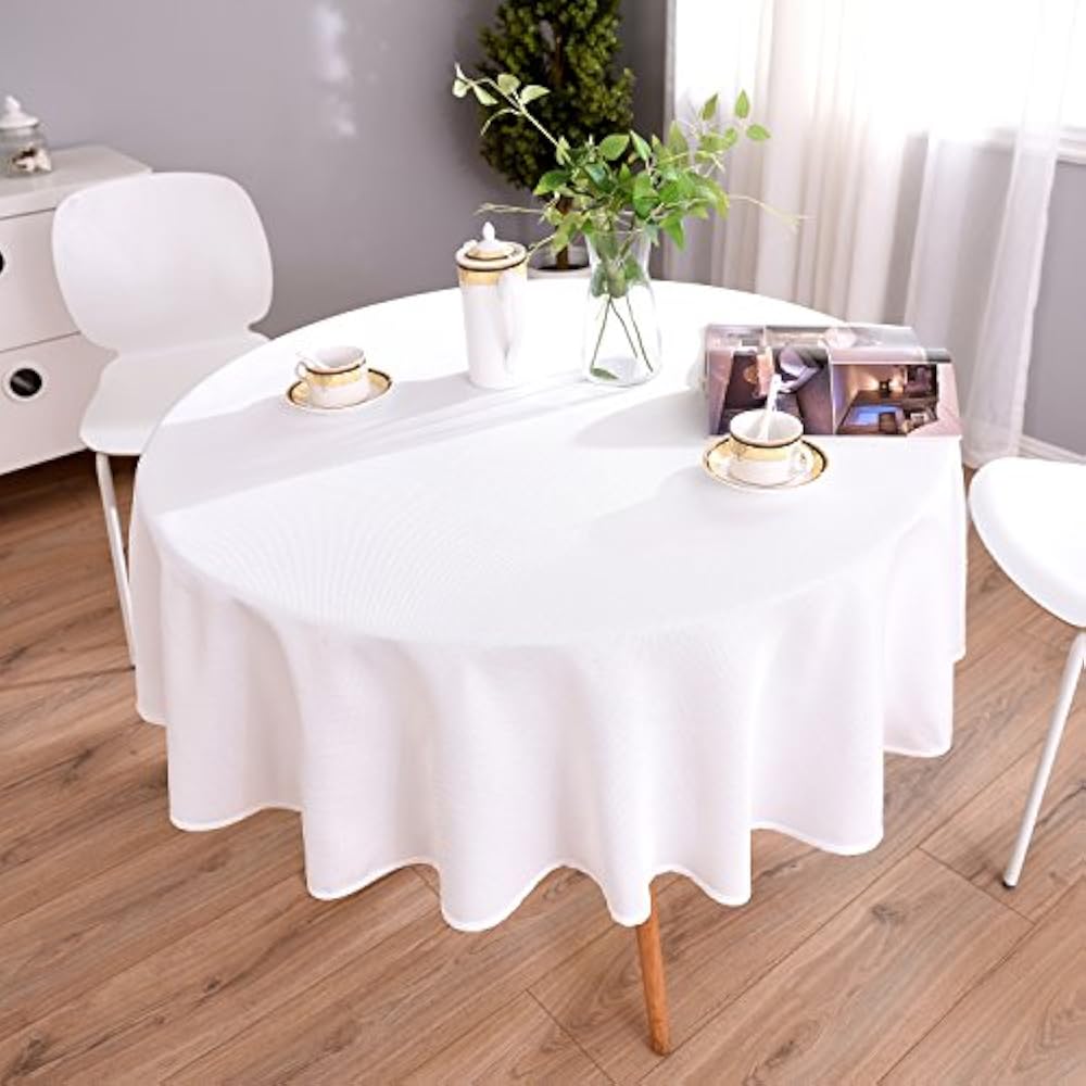 Linen Round Tablecloth 60 Inch Waterproof And Stain Resistant Natural