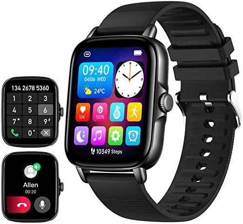 Smart Watch for Men Women Bluetooth Calling 1.69 Full Touch Screen Fitness Tracker with Heart ...