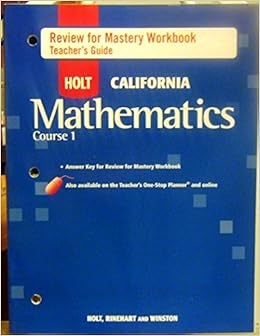 Amazon.com: Holt Mathematics California: Review For Mastery Workbook ...