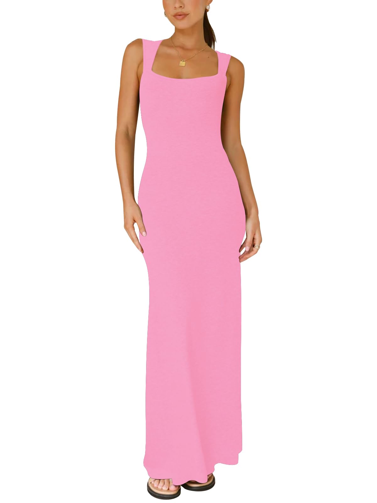 KUNMI Women's Summer Casual Bodycon Maxi Dress with Sleeveless Sexy ...