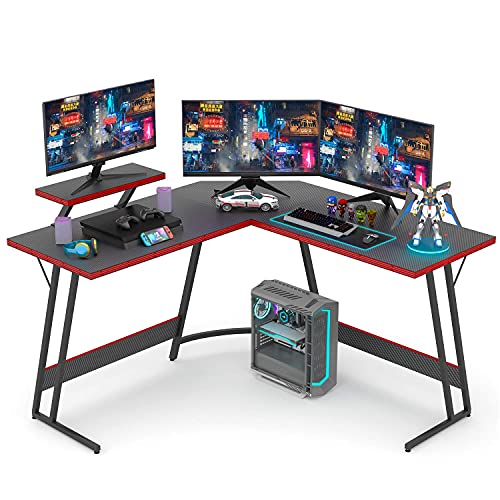 Devoko L Shaped Gaming Desk 51 Inch Computer Corner Table Home Office ...