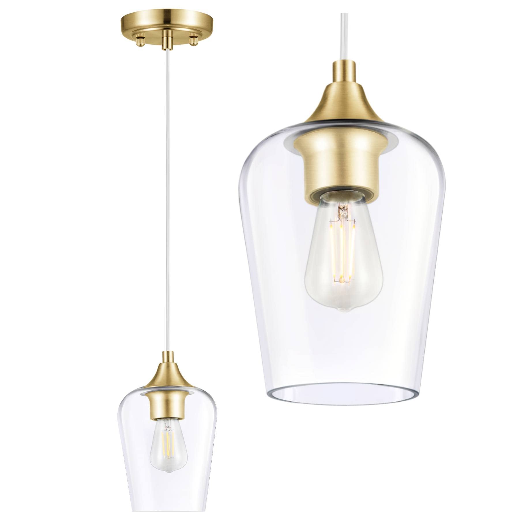 VONLUCE Pendant Lights Kitchen Island, Gold Pendant Lighting for ...
