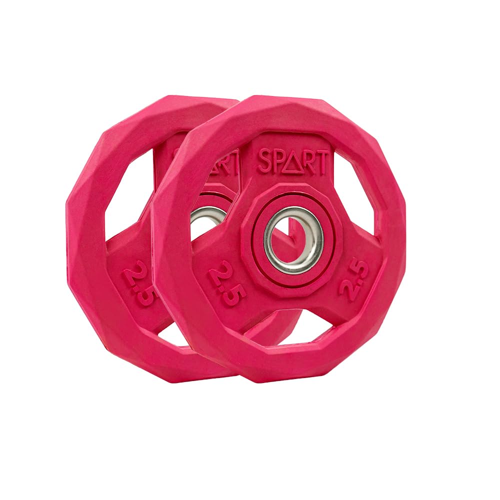 SPART Color Coded Weight Plate 1-Inch Rubber Coated Standard Grip Plate ...