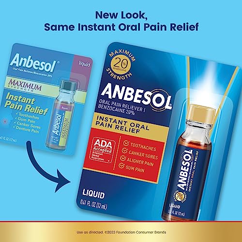 Anbesol Maximum Strength Oral Pain Relief Liquid, Instant Pain Relief ...