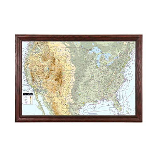 Push Pin Travel Maps USA VFR Pinnable Pilot's Map - Solid Wood Cherry ...