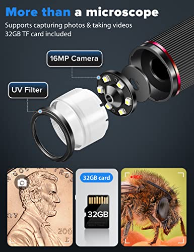 Dcorn 7" HDMI LCD Digital Microscope, 1200X Coin Microscope for Adults ...