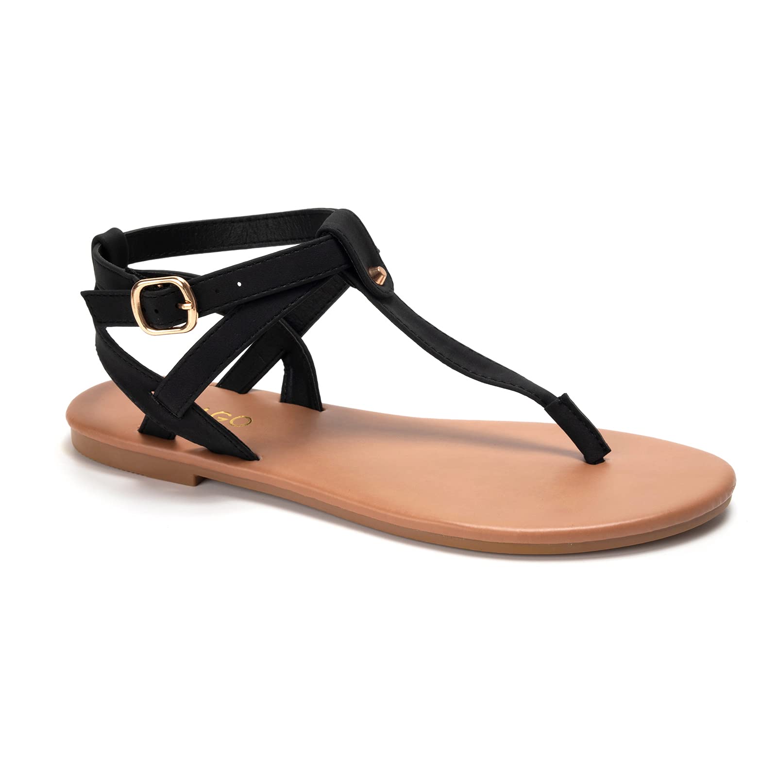 Colgo Thong Flat Sandals, Casual Women T-Strap Dress Sandals with ...