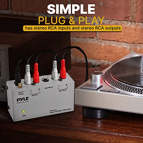 Pyle Phono Turntable Preamp - Mini Electronic Audio Stereo Phonograph ...