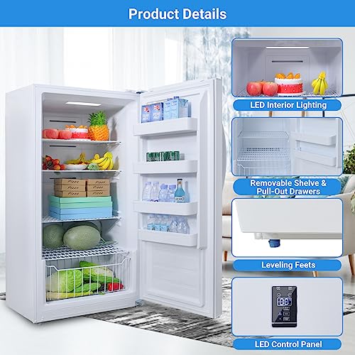 Smad Upright Freezers 13.8 Cu.ft, Convertible Freezer Refrigerator ...