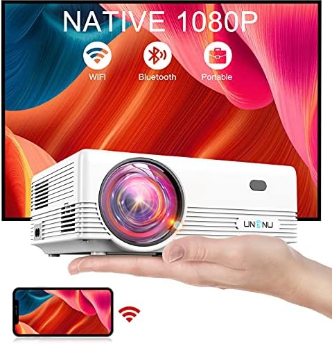UNENU Native 1080P WiFi Bluetooth Projector,8500L Full HD Mini ...