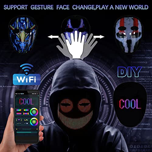 PULOUX Led Mask play HD video With WIFI ShiningRGB Programmable,for ...