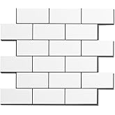 Amazon.com: CRE8TIVE 4 Sheets White Subway Tile Peel and Stick ...