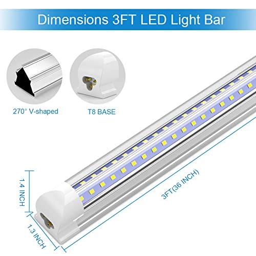 SHOPLED 3FT LED Shop Light, 27W 3510LM 6000K Cool White, Linkable T8 ...