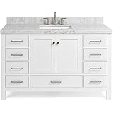 Amazon.com: ARIEL 55" Inch Bathroom Vanity in White with Pure White ...