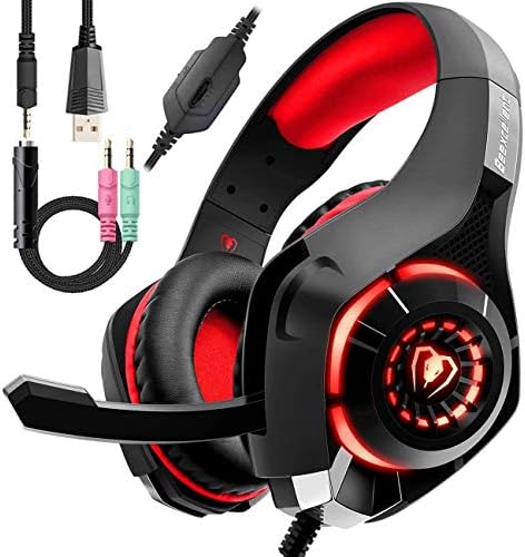 Wired Red Gaming Headset for PS4, Over-Ear PC Headphones As Gifts ...