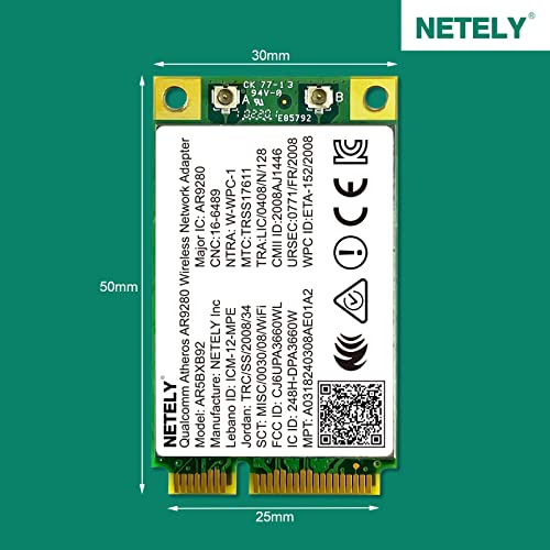 NETELY IEEE Dual Band 802.11N Mini-PCIE Interface 600Mbps WiFi Adapter ...