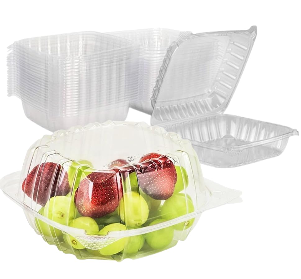 Mr Miracle Clamshell Containers - Clear Disposable Plastic To-Go, Leak ...