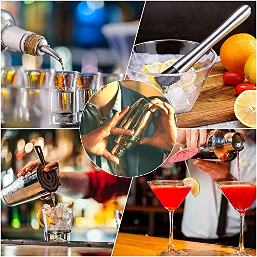 COOLGUY Bartender Kit with Stand, 14-Piece Bar Set Cocktail Shaker Set ...