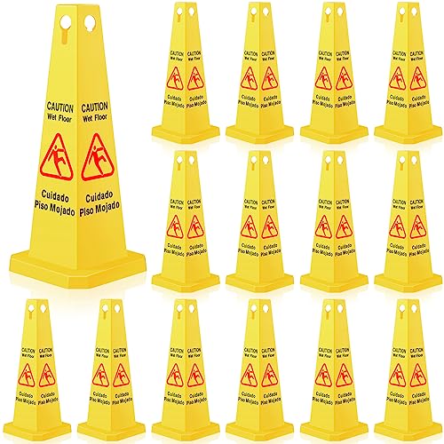 Floor Safety Cone Yellow Caution Wet Floor Sign 4 Sided Floor Wet Sign ...