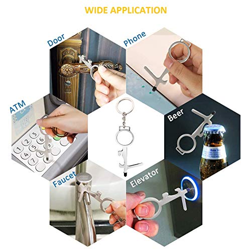No Touch Door Opener Tool with Stylus Tips EDC Touchless Keychain ...