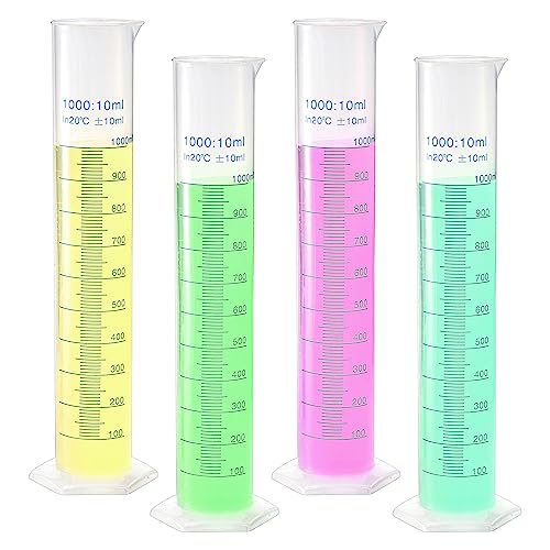 Bekith 4 Pack 1000ml Plastic Graduated Cylinder with Stable Base ...