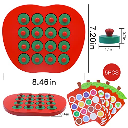 Humerry Wooden Memory Matching Game for Kids, Apple Memory Match Board ...