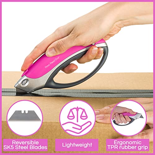 Pink Box Cutter Retractable Utility Knife - Heavy Duty Box Cutter Knife ...