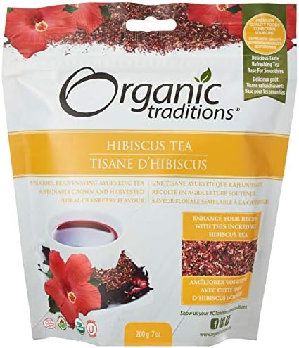 Organic Traditions Hibiscus Tea Cut | 200g (7oz) | Refreshing Floral ...