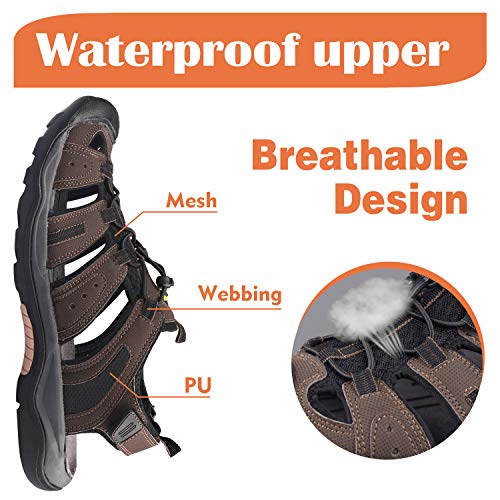 GRITION Mens Outdoor Hiking Sandals Closed Toe Waterproof Fisherman ...