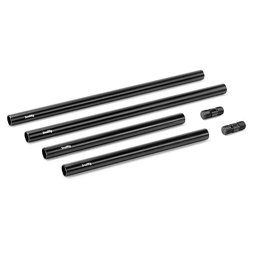 SmallRig 15mm Rods Pack, 15mm Tube with M12 Thread Rod Cap Connectors ...